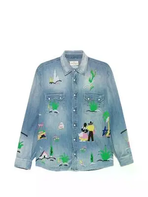 ANTIK DENIM Embroidered Denim Shirt - Blue