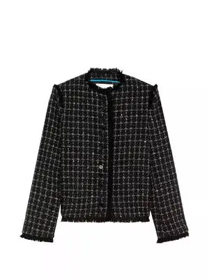 MSGM Bouclé-tweed Frayed Jacket - Black