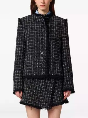 MSGM Bouclé-tweed Frayed Jacket