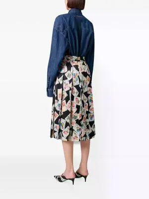 MSGM Playing-card-print Pleated Midi Skirt