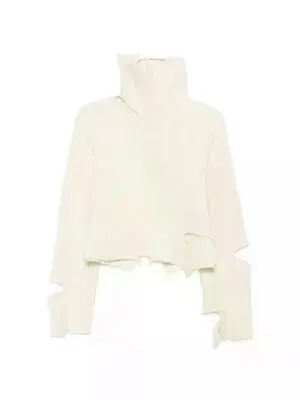 HAIKURE Distressed-effect Ribbed-knit Sweater - Neutrals