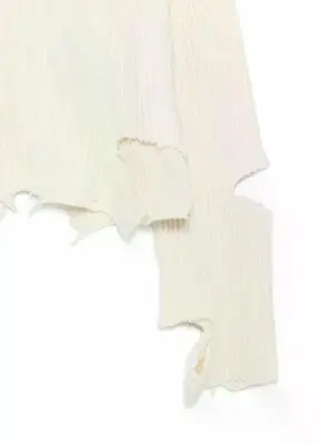 HAIKURE Ribbed-knit Distressed High Neck Sweater