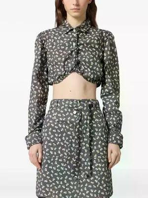 MSGM Floral-print Cropped Shirt