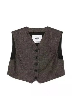 MSGM Cropped Button-up Waistcoat - Brown