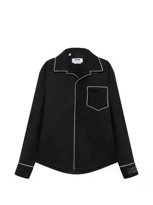 MSGM Piped-trim Chest-pocket Shirt - Black