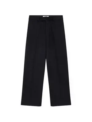 MSGM Logo-embroidered Pressed-crease Trousers - Black
