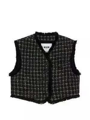 MSGM Bouclé Frayed Jacket - Black