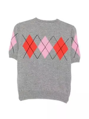 MSGM Argyle Pattern Short Sleeve T-shirt