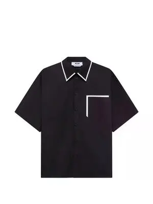 MSGM Piping-detail Chest-pocket Shirt - Black
