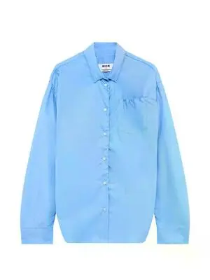 MSGM Ruched Chest-pocket Shirt - Blue