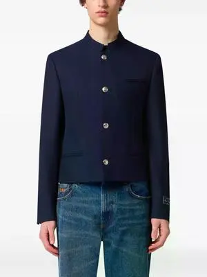 MSGM Mandarin-collar Logo-patch Jacket