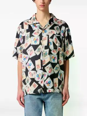 MSGM Playing Card-print Camp-collar Shirt