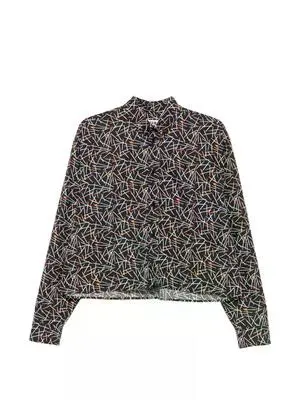 MSGM Matchstick-print Cropped Shirt - Black