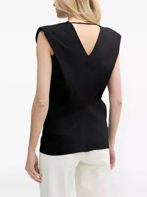 TRUSSARDI Padded-shoulder V-neck Top - Black