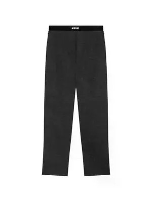 MSGM Logo-waistband Tailored Trousers - Grey