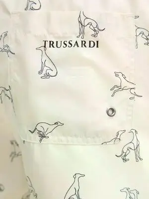 TRUSSARDI Greyhound-print Drawstring Swim Shorts - Neutrals