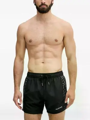 TRUSSARDI Logo-print Drawstring-waist Swim Shorts - Black