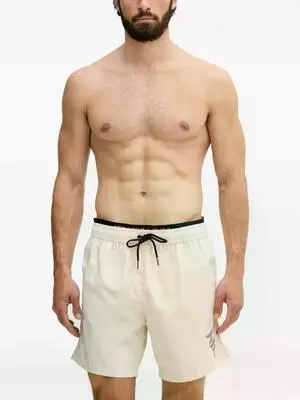 TRUSSARDI Logo-print Drawstring Swim Shorts - Neutrals