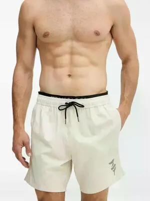 TRUSSARDI Logo Print Drawstring Swim Shorts - Neutrals