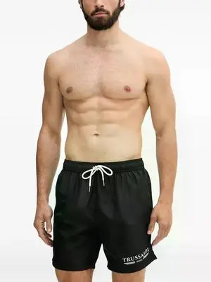 TRUSSARDI Logo-print Drawstring Swim Shorts - Black