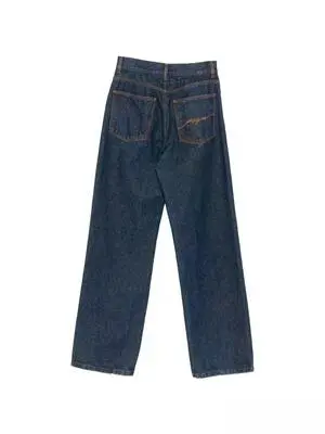 MSGM Contrast Stitch Logo Embroidered Jeans