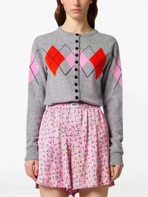 MSGM Argyle-pattern Button-up Cardigan