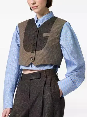MSGM Check-pattern Cropped Waistcoat