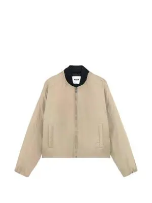 MSGM Logo-patch Bomber Jacket - Neutrals