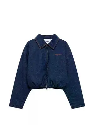 MSGM Logo-embroidered Denim Jacket - Blue
