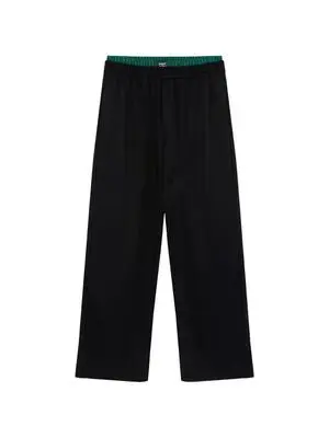 MSGM Logo-patch Layered-waistband Trousers - Black