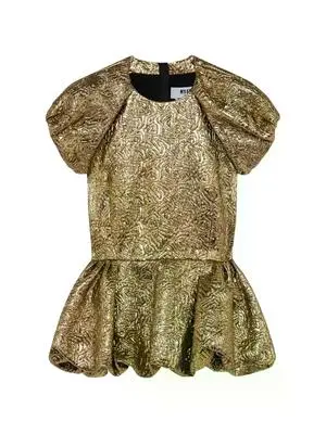 MSGM Jacquard-effect Peplum Top - Gold