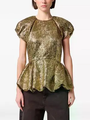 MSGM Jacquard-effect Peplum Top