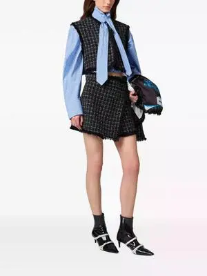 MSGM Tweed Frayed-edge Shorts