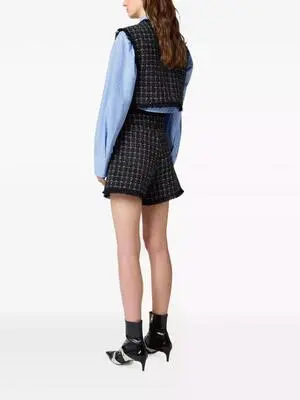 MSGM Tweed Frayed-edge Shorts