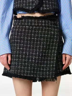 MSGM Tweed Frayed-edge Shorts