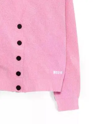 MSGM Logo-embroidered Ribbed Cardigan