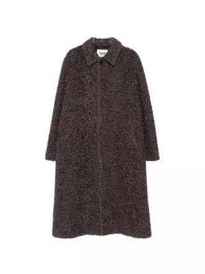 MSGM Bouclé Single-breasted Coat - Brown