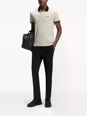 BOSS Contrast-trim Slim-fit Polo Shirt - Neutrals