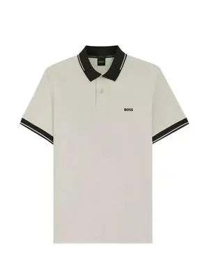 BOSS Contrast-trim Slim-fit Polo Shirt - Neutrals