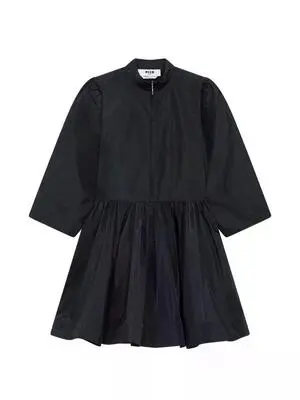 MSGM High-neck Gathered-skirt Mini Dress - Black