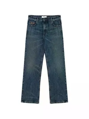 MSGM Logo Embroidered Faded Jeans