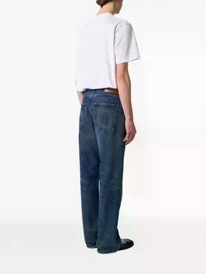 MSGM Logo Embroidered Faded Jeans
