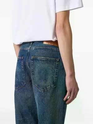 MSGM Logo Embroidered Faded Jeans