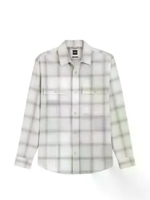 BOSS Relaxed-fit Check Shirt In Virgin Wool Blend - White