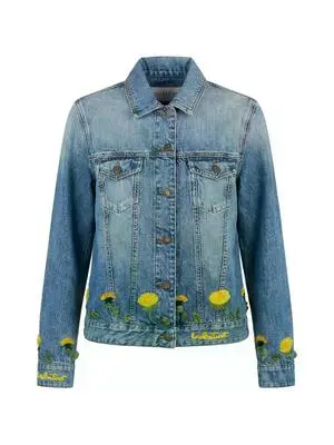 Valentino Garavani Flower-embroidered Denim Jacket - Blue