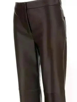 Max Mara Leather-effect Slim-fit Trousers - Brown