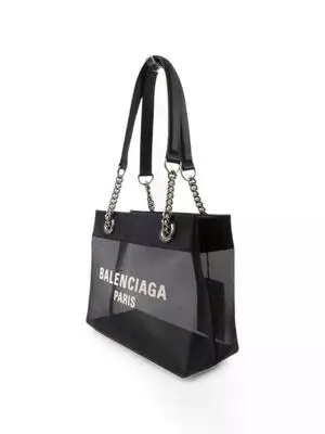Balenciaga Mesh-panel Chain-link Tote Bag - Black