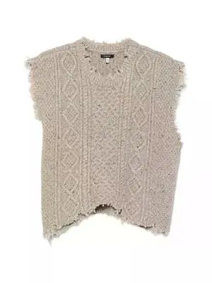 R13 Cable-knit Frayed Sweater Vest - Grey