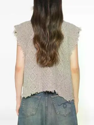 R13 Cable-knit Frayed Vest