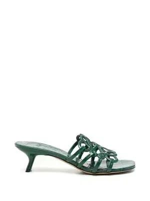 Loewe Petal Anagram Croc-effect Sandals - Green